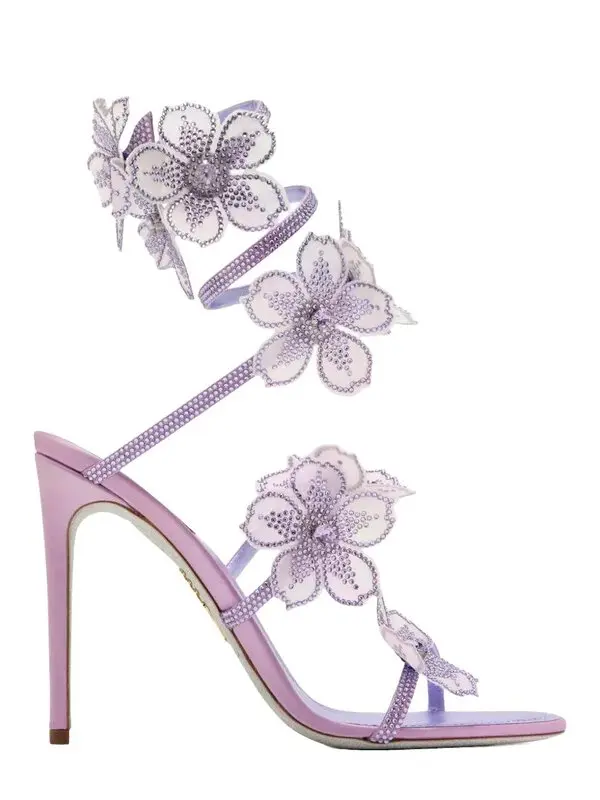 Rene Caovilla Floral-embellished Stiletto Sandals - Purple