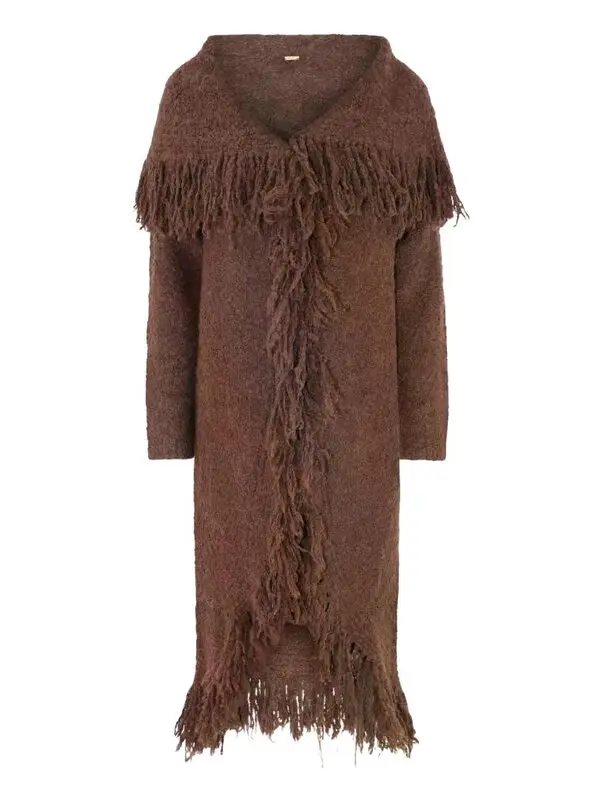 Cult Gaia Victoria Fringed Cardigan - Brown