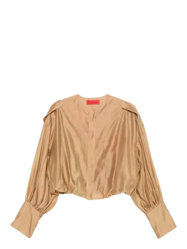 THELATEST Diana Collarless Shirt - Neutrals
