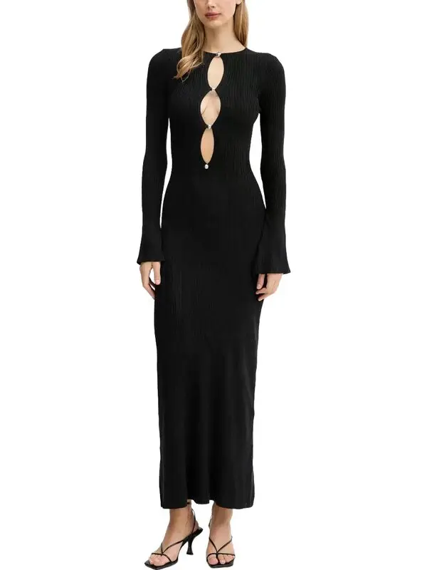 Bardot Nautico Cut-out Ribbed Maxi Dress - Black