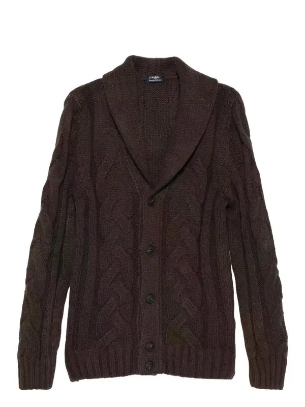 BARBA NAPOLI Cable-knit Buttoned Cardigan - Brown
