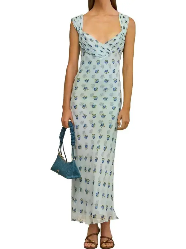 Cult Gaia Eliseo Ruffled Floral Maxi Dress - Blue