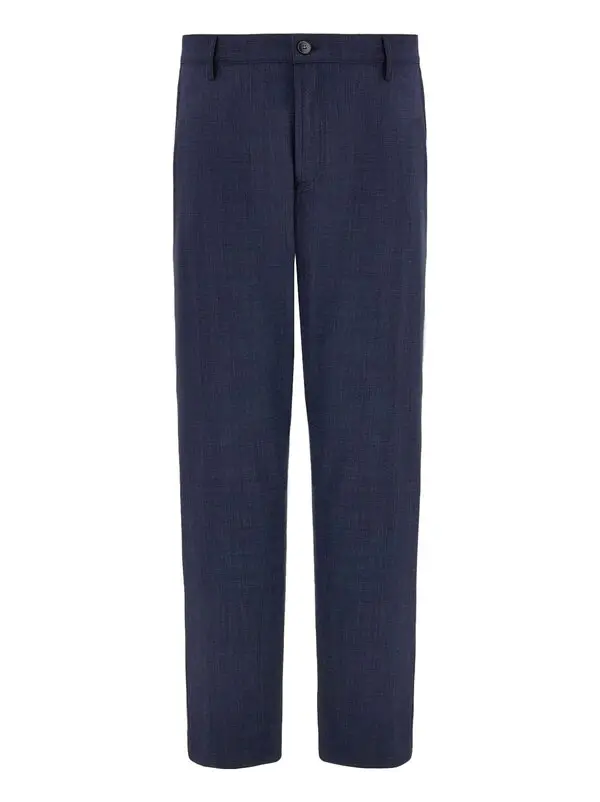 Canali Denim Tapered Chinos In Comfort Wool - Blue