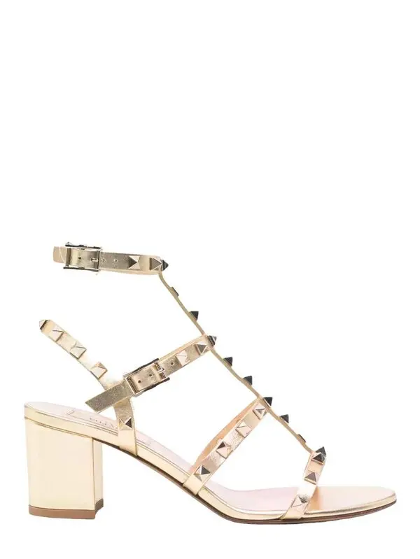 Valentino Garavani Rockstud Heeled Sandals - Gold
