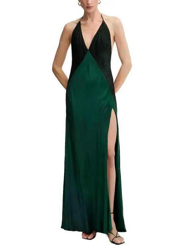 Bardot Estrella Lace-detail Side-slit Maxi Dress - Green