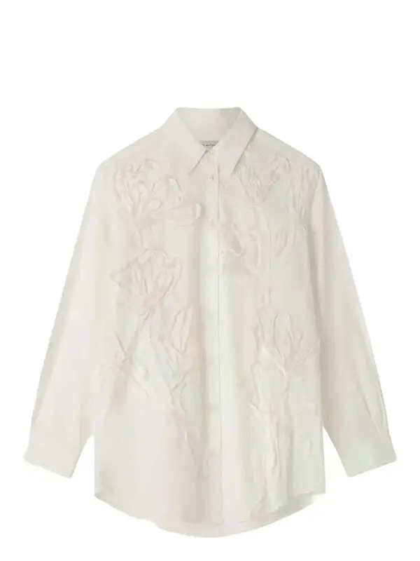 LEE MATHEWS Floral Appliqué Shirt - White