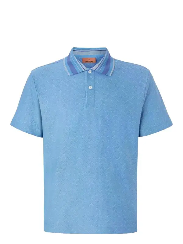 Missoni Patterned Collar Polo Shirt - Blue
