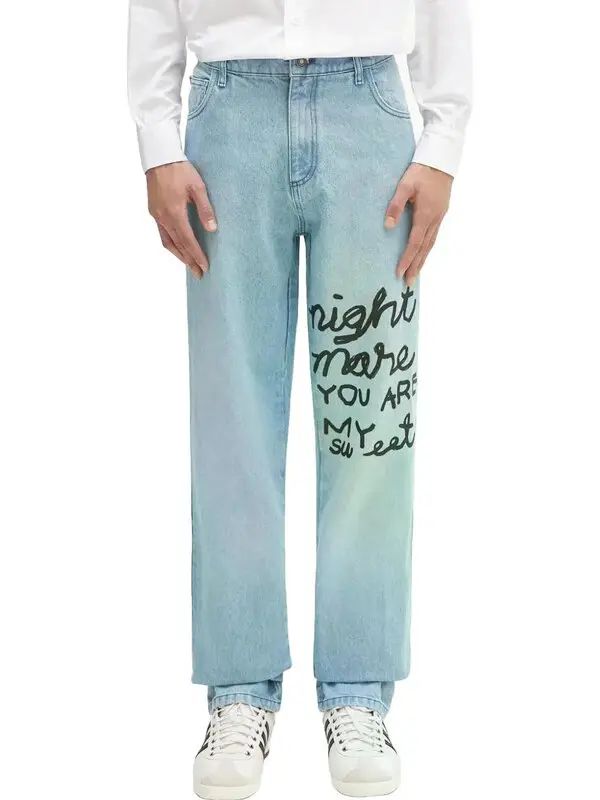SKY HIGH FARM WORKWEAR Printed Straight Leg Jeans - Blue