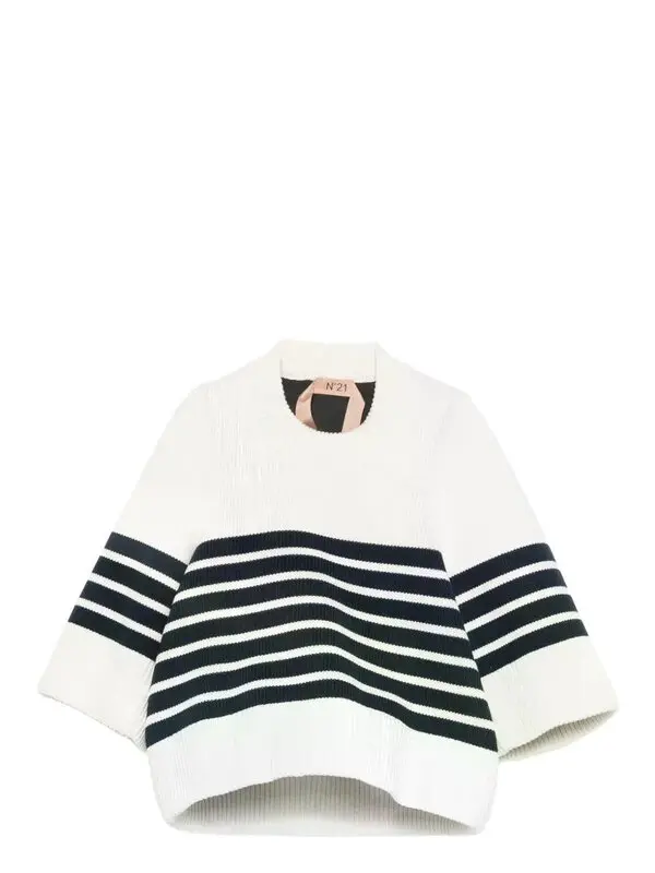 N°21 Striped Pattern Sweater - White