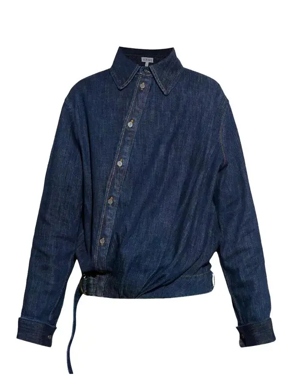 Loewe Button-fastening Belted Shirt - Blue