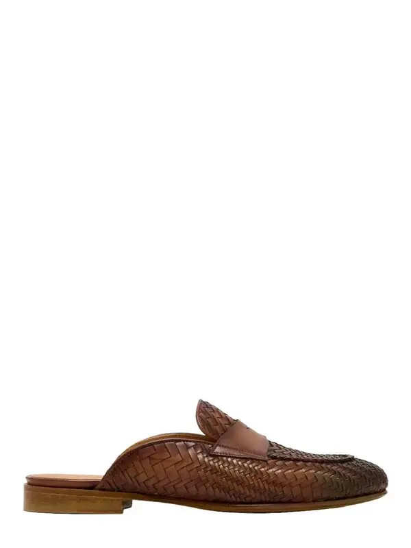 Magnanni Woven Leather Mules - Brown