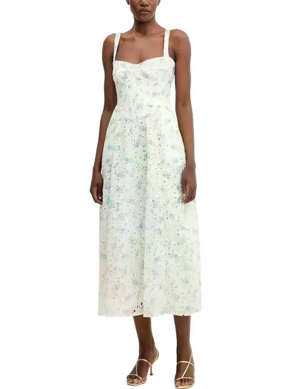 Bardot Floral-pattern Midi Dress - White