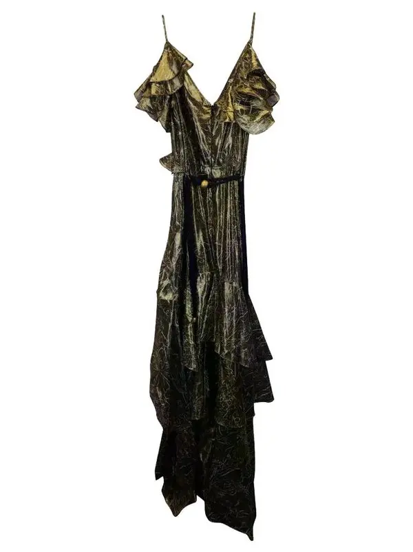 PETER PILOTTO V-neck Ruffled Dress - Gold