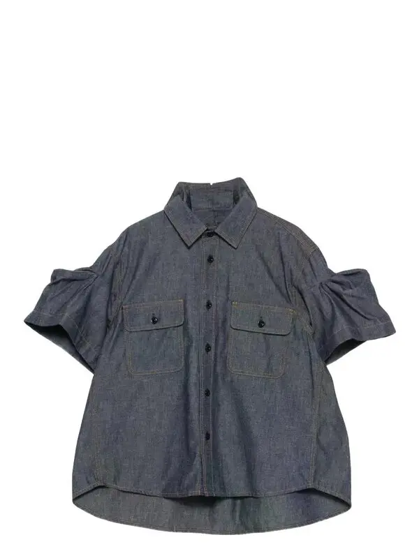 Sacai Puff-sleeved Denim Shirt - Blue
