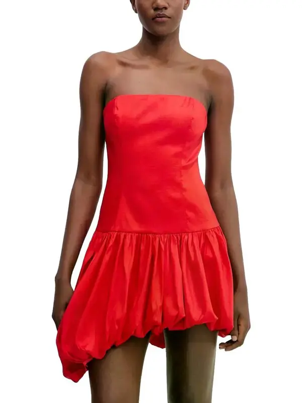 Bardot Strapless Mini Dress - Red