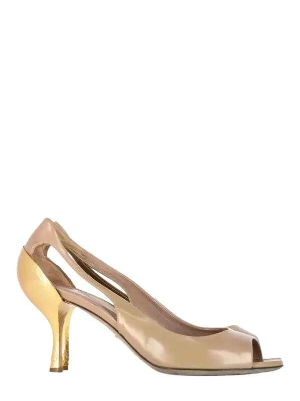 SERGIO ROSSI 80mm Leather Open Toe Pumps - Neutrals