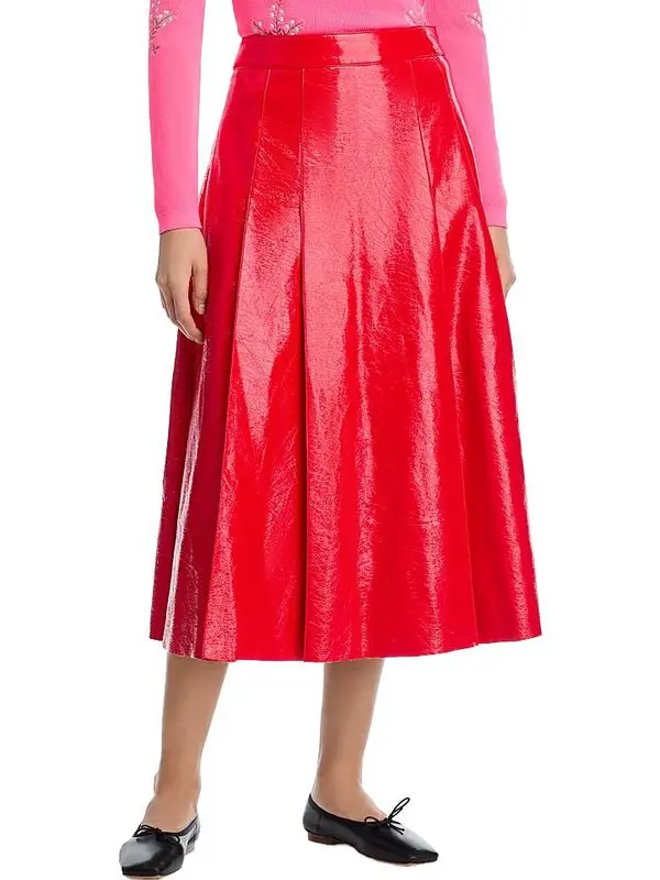 Essentiel Antwerp Faux Leather Maxi Skirt - Orange