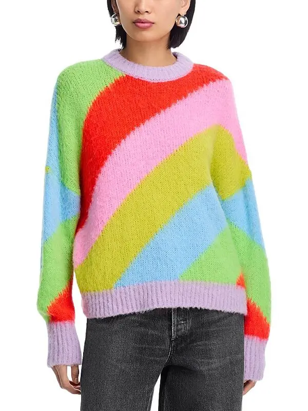 Essentiel Antwerp Color Blocked Crewneck Sweater - Orange