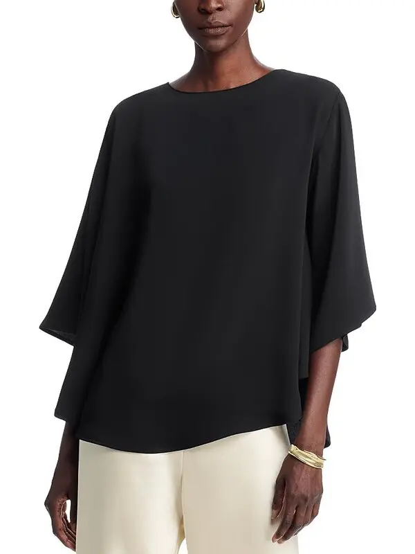 Caroline Rose Matte Crepe Crescent Top - Black