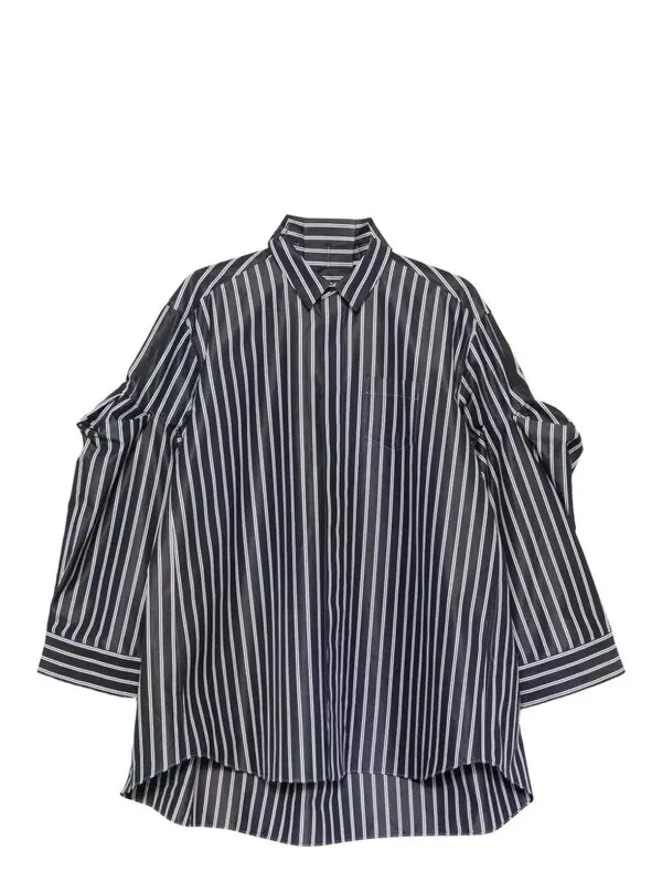 Sacai Striped Ruffled Shirt - Blue