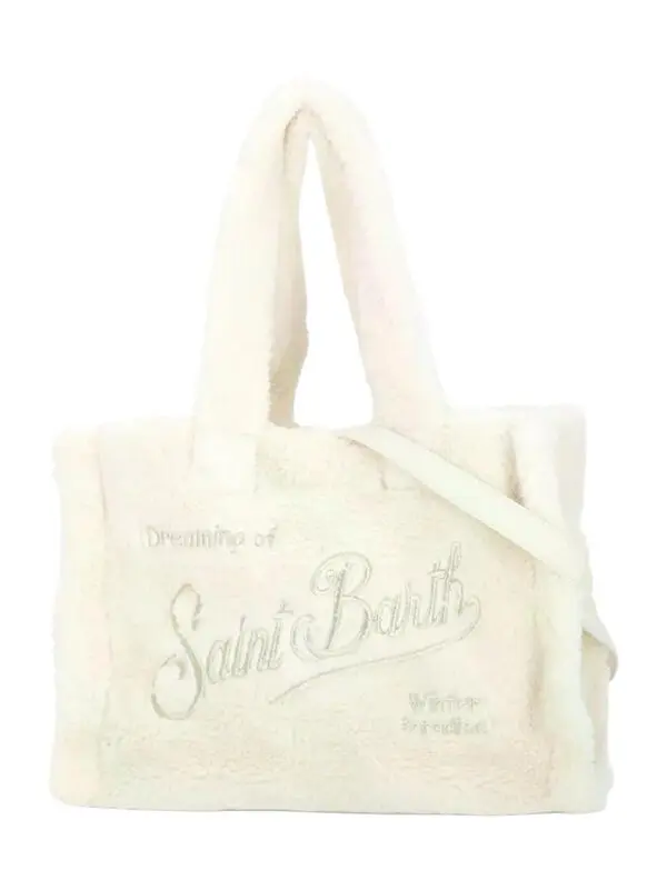 MC2 SAINT BARTH Colette Teddy Logo Embroidered Tote Bag - White