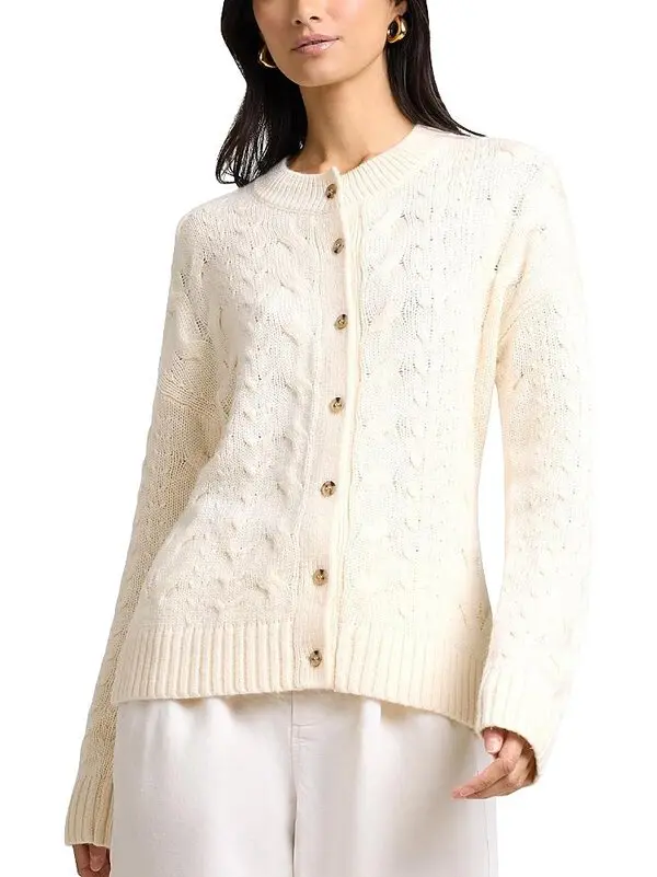 Onia Fitted Cable Knit Cardigan - Natural Melange