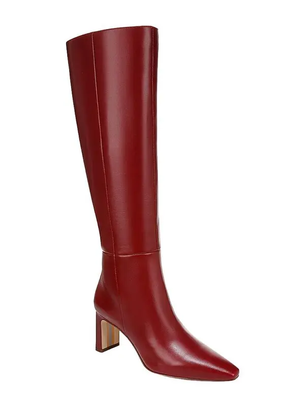 Sam Edelman Sylvia Pointed Toe High Heel Boots - Cabernet Red Leather