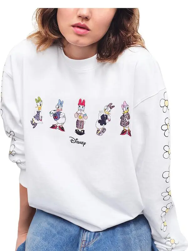 GANNI Daisy Duck Graphic Long Sleeve Tee - Bright White
