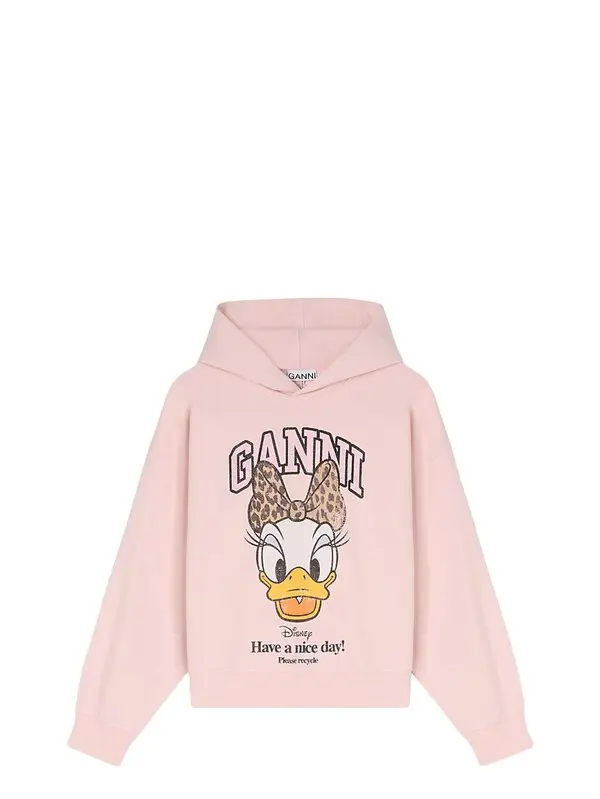 GANNI Cropped Daisy Duck Hoodie - Chalk Pink