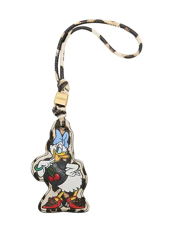 GANNI Daisy Duck Leopard Print Bag Charm - Almond Milk