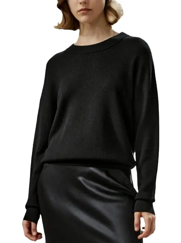 Lilysilk Ultra Fine Merino Wool Crewneck Sweater - Black