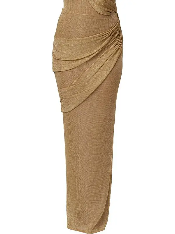 JLUXLABEL Opulent Metallic Maxi Skirt - Gold