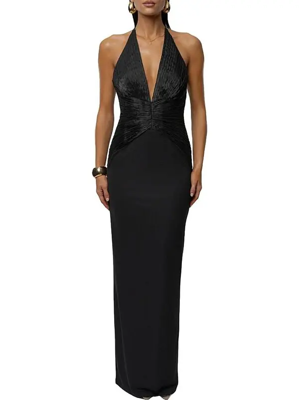 JLUXLABEL Enchanted Nights Halterneck Maxi Dress - Black