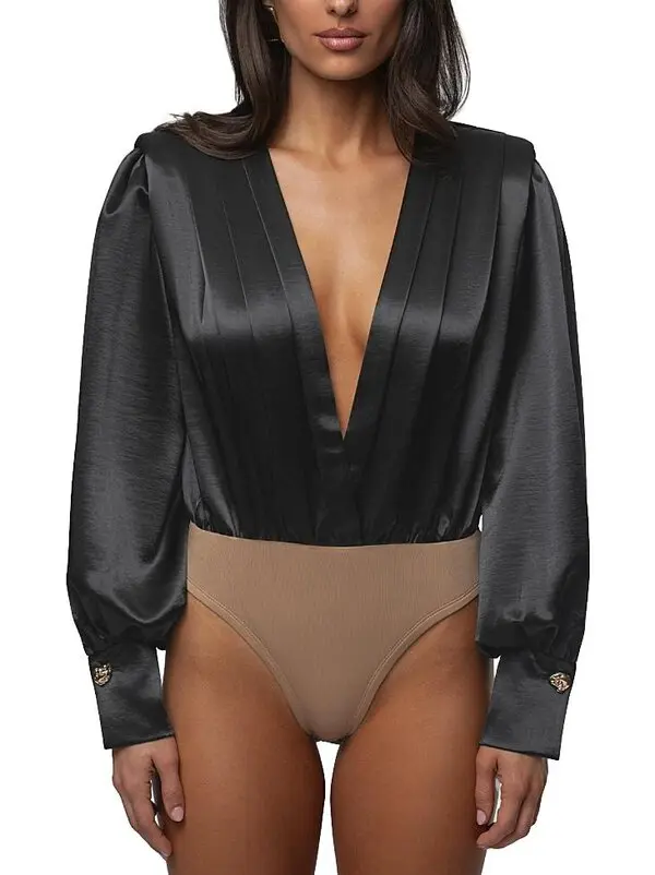 JLUXLABEL Satin Radiance Bodysuit - Black