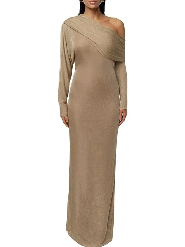 JLUXLABEL Drape And Shine Maxi Dress - Gold