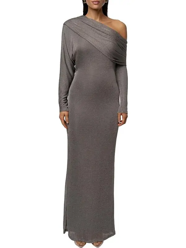 JLUXLABEL Drape And Shine Maxi Dress - Silver