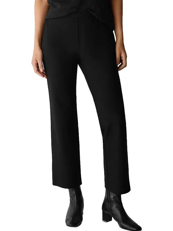 Eileen Fisher Ankle Kick Flare Stretch Crepe Pants - Black