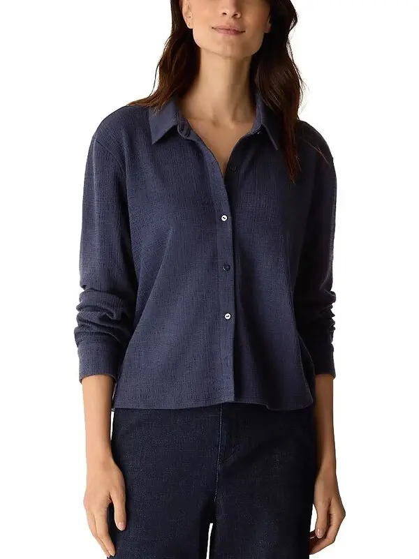 Eileen Fisher Stretch Jersey Classic Collar Shirt - Ink