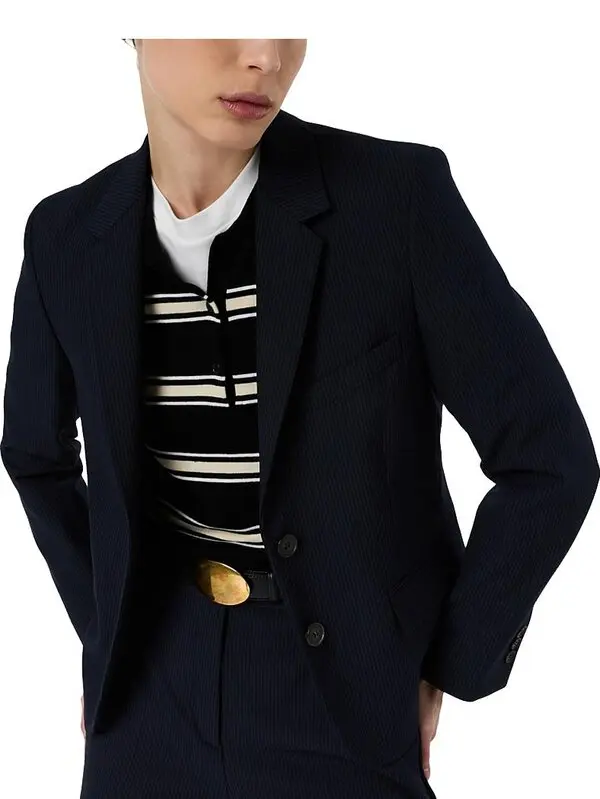Gerard Darel Tayana Pinstripe Blazer - Navy