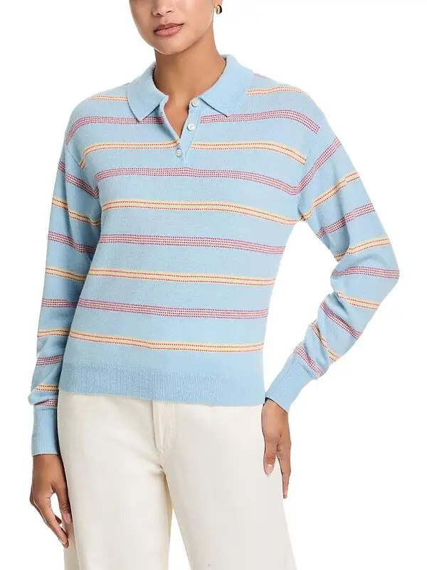 Guest In Residence Collegiate Stripe Cashmere Sweater - Clear Sky