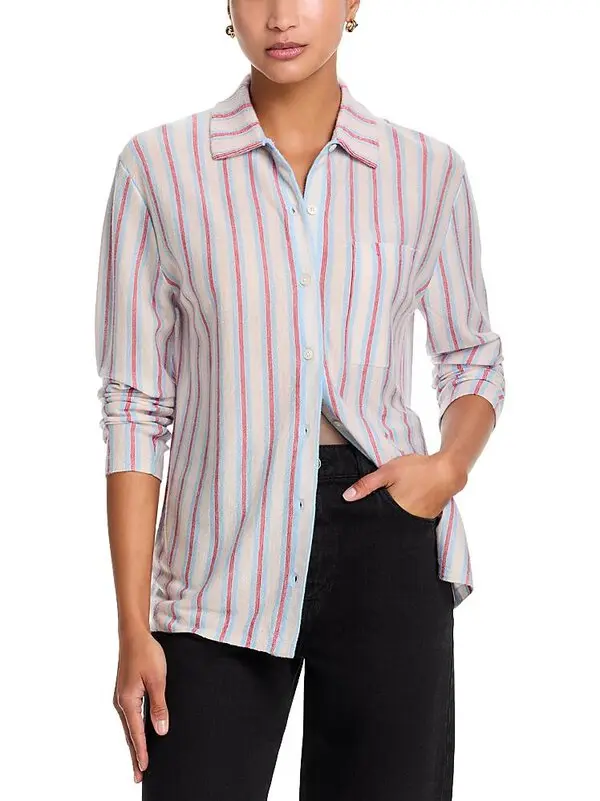 Guest In Residence Fine Stripe Showtime Cashmere Shirt - Clear Sky