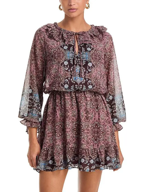 Aqua Ruffled Mini Dress - Blue/pink