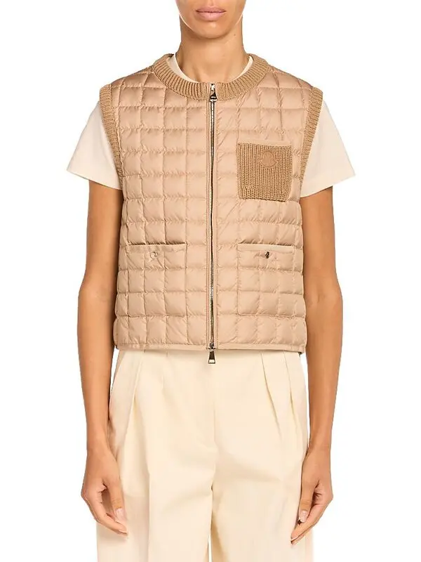 Moncler Combo Quilted Vest - Light Beige