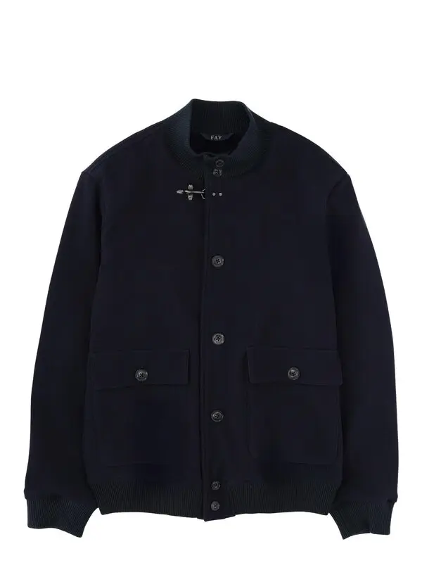 FAY Wool Jacket With Buttons - Blue
