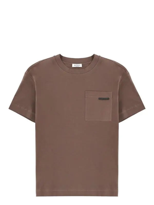 Brunello Cucinelli T-shirt With Pocket - Brown
