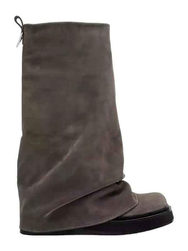 Attico Robin Suede Combat Boots - Grey