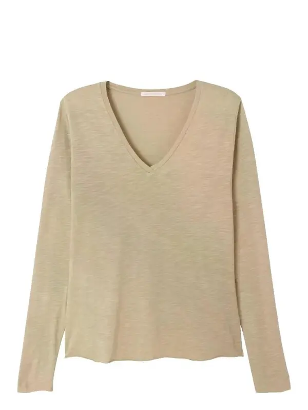 American Vintage Jacksonville Long-sleeve V-neck T-shirt - Neutrals