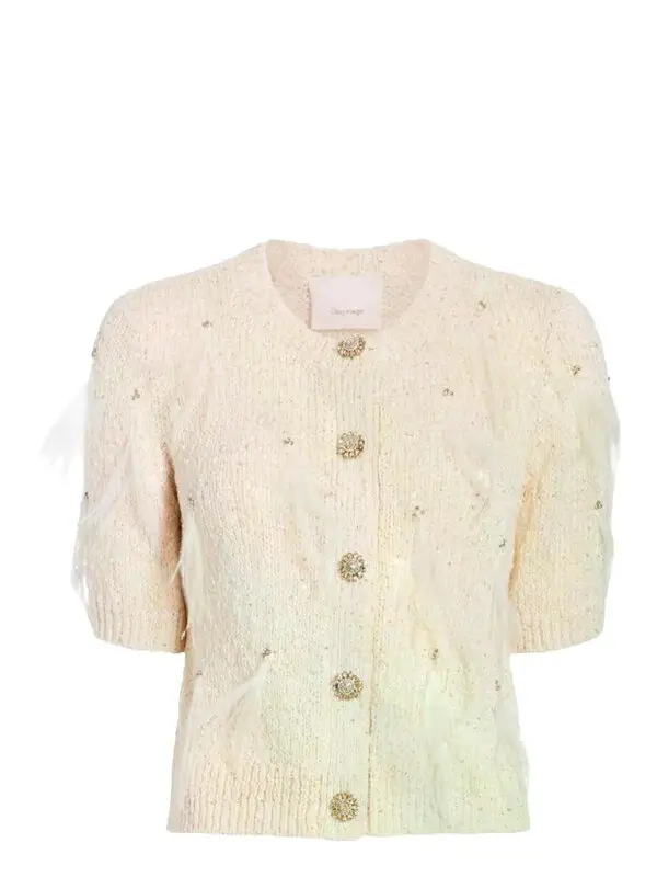 Cinq À Sept Coralie Sequin And Feather Cardigan - Neutrals