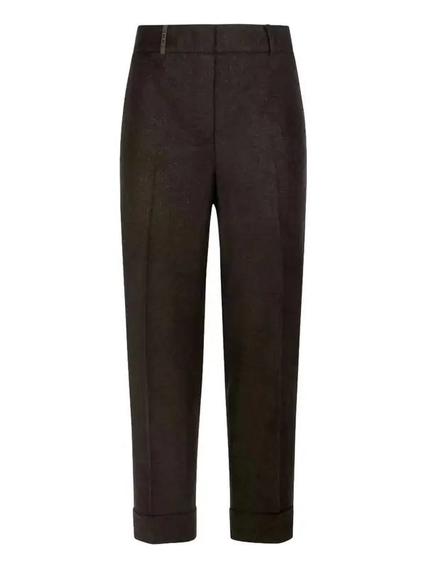Peserico Rhinestone Cuff Trousers - Brown