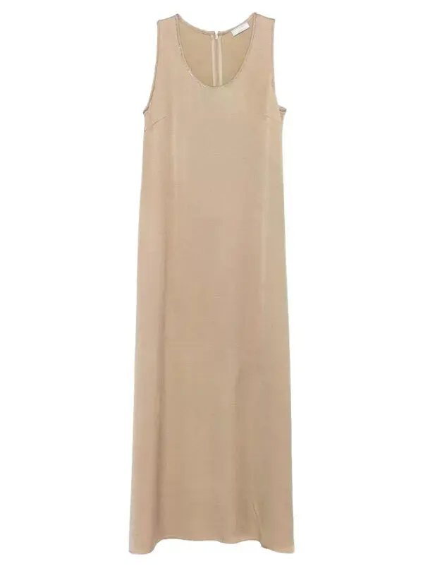 Peserico Embellished Neck Sleeveless Midi Dress - Neutrals